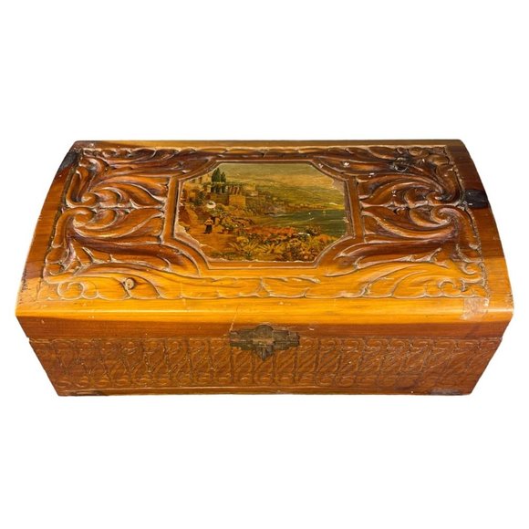 Storage & Organization | Vintage Wooden Jewelry Box Hand Carved Chest ...